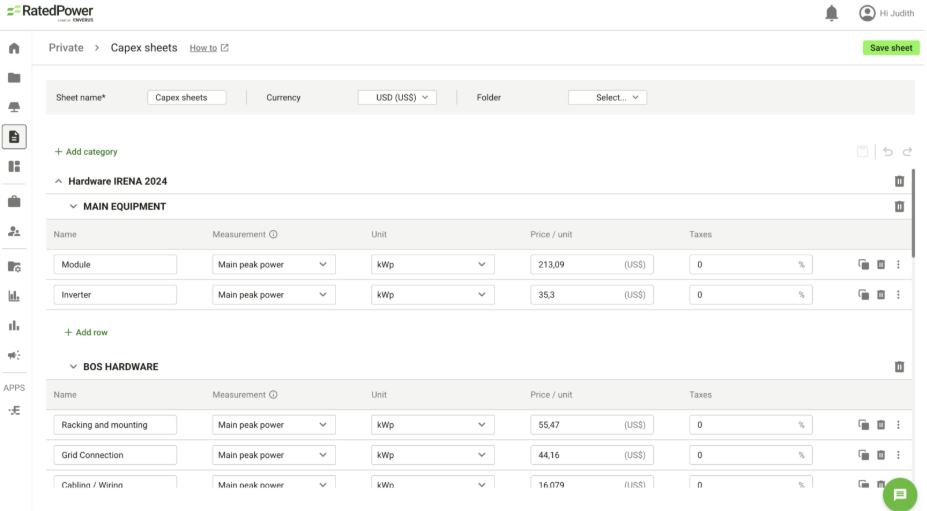 How to create a CAPEX sheet