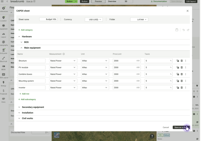 How to create a CAPEX sheet