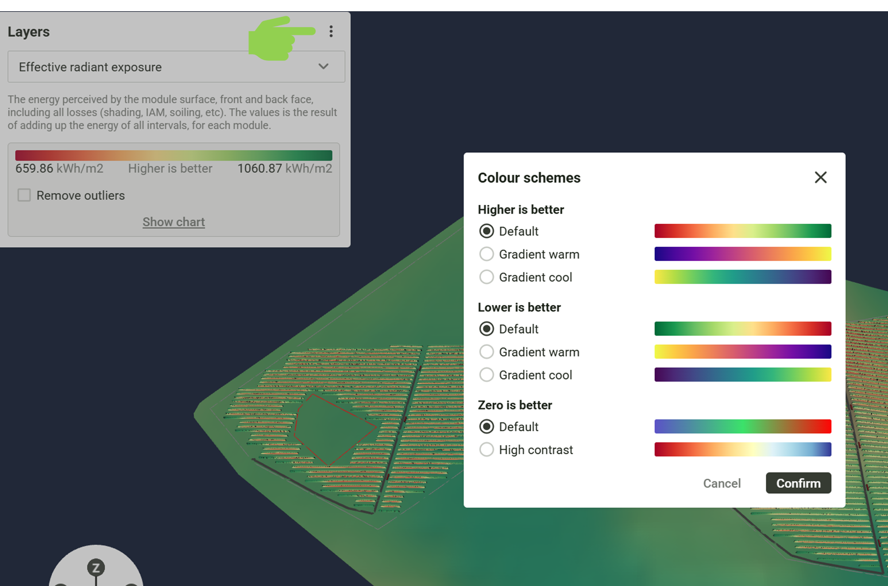How do I change the heat map colours in 3D?