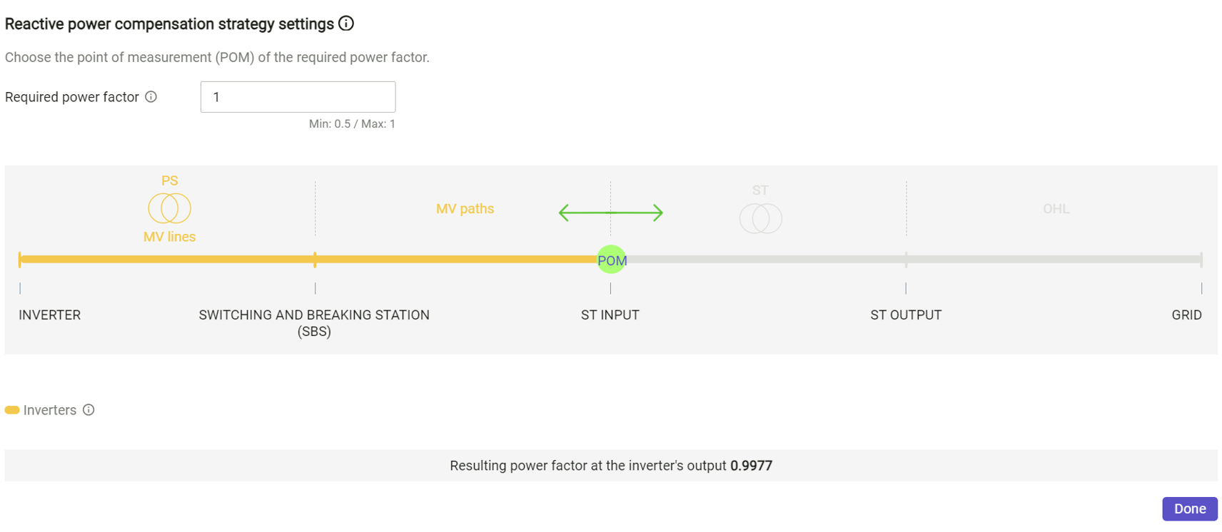 How does the power factor tool work