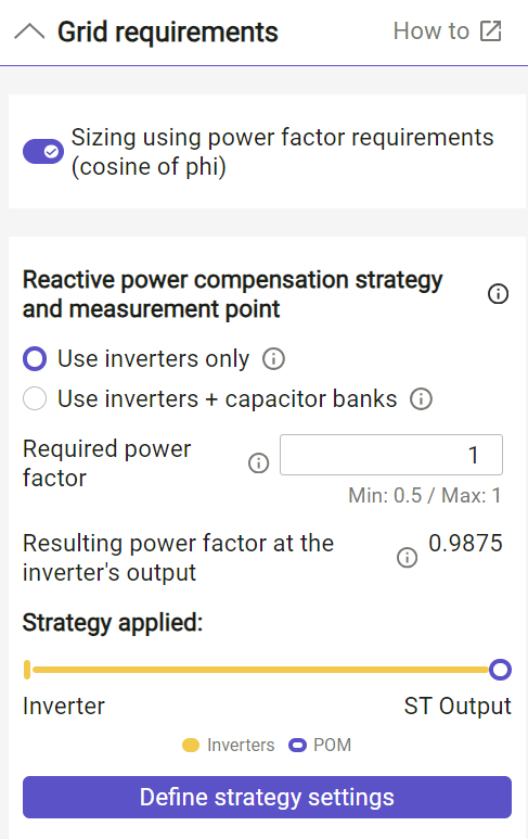 How does the power factor tool work