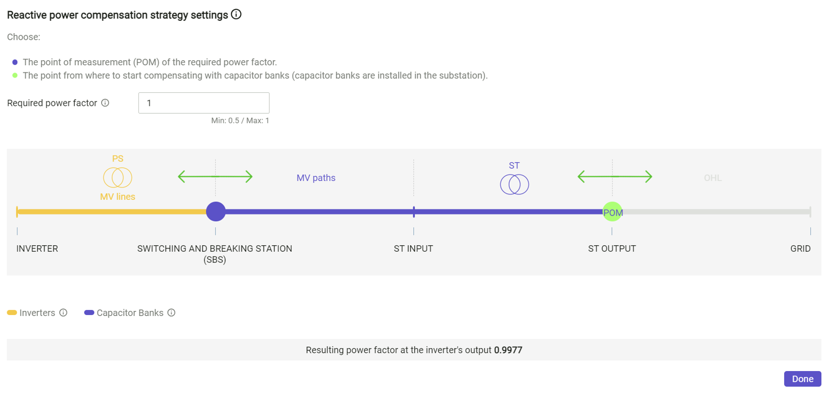 How does the power factor tool work