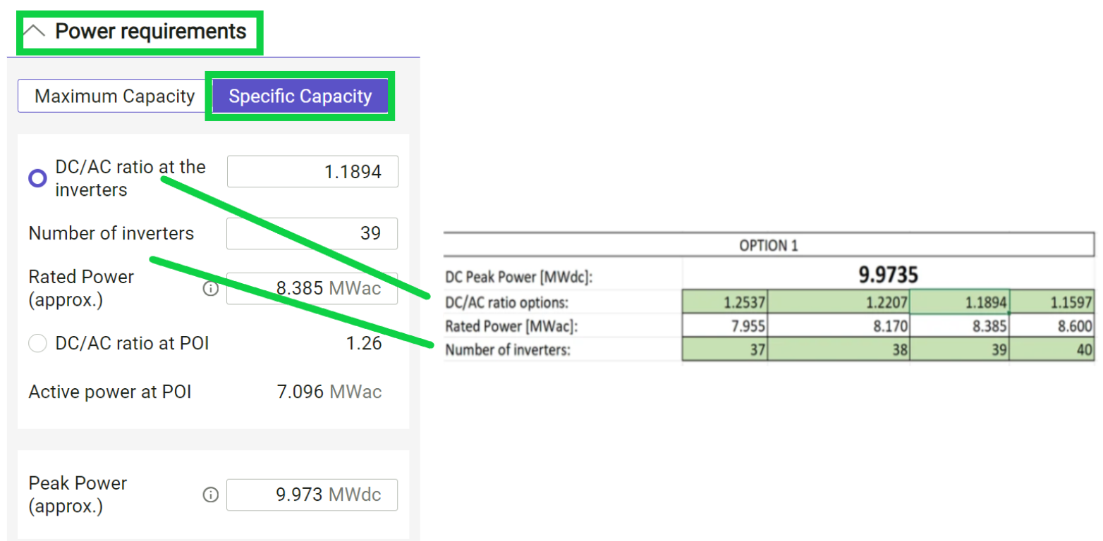 How to define a specific DC capacity for your site