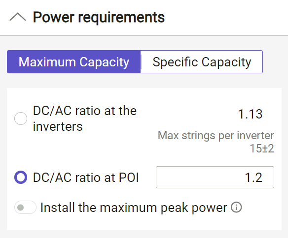 Define the DC/AC ratio at the POI