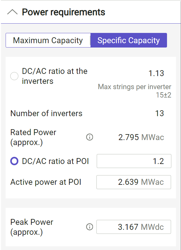 Define the DC/AC ratio at the POI