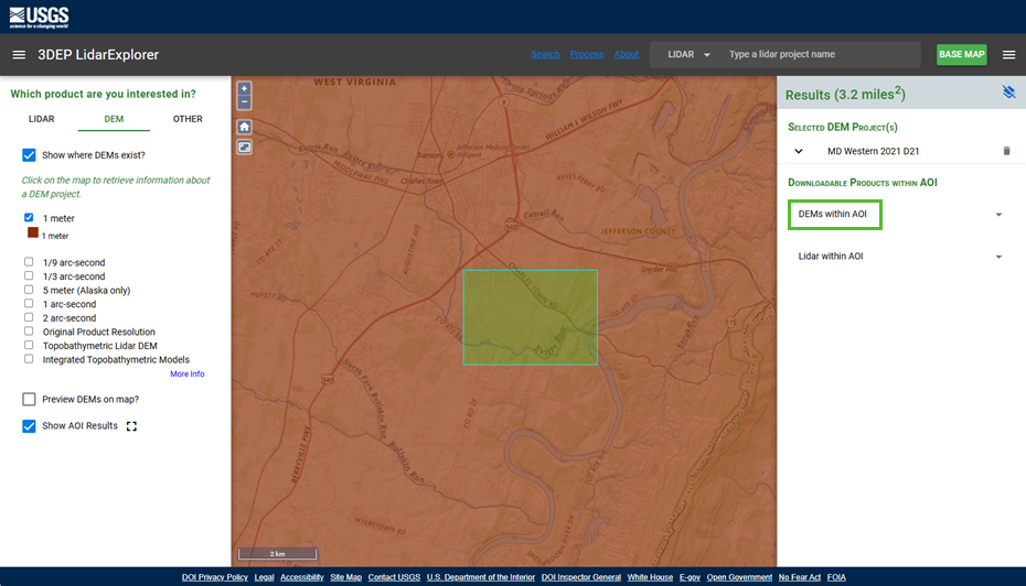 How to import USGS topography data in RatedPower