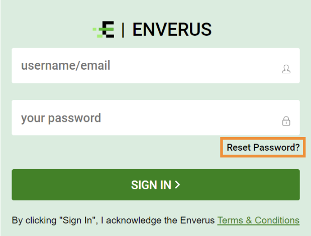 Enverus Log In Reset Password