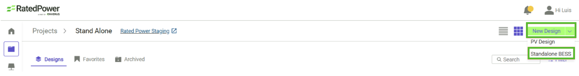 Standalone BESS in RatedPower