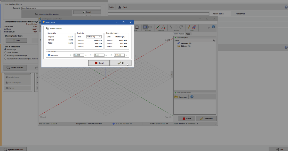 How to export a PV Collada tracker scene to PVsyst