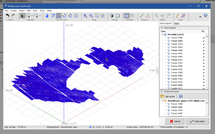 How to export a PV Collada tracker scene to PVsyst